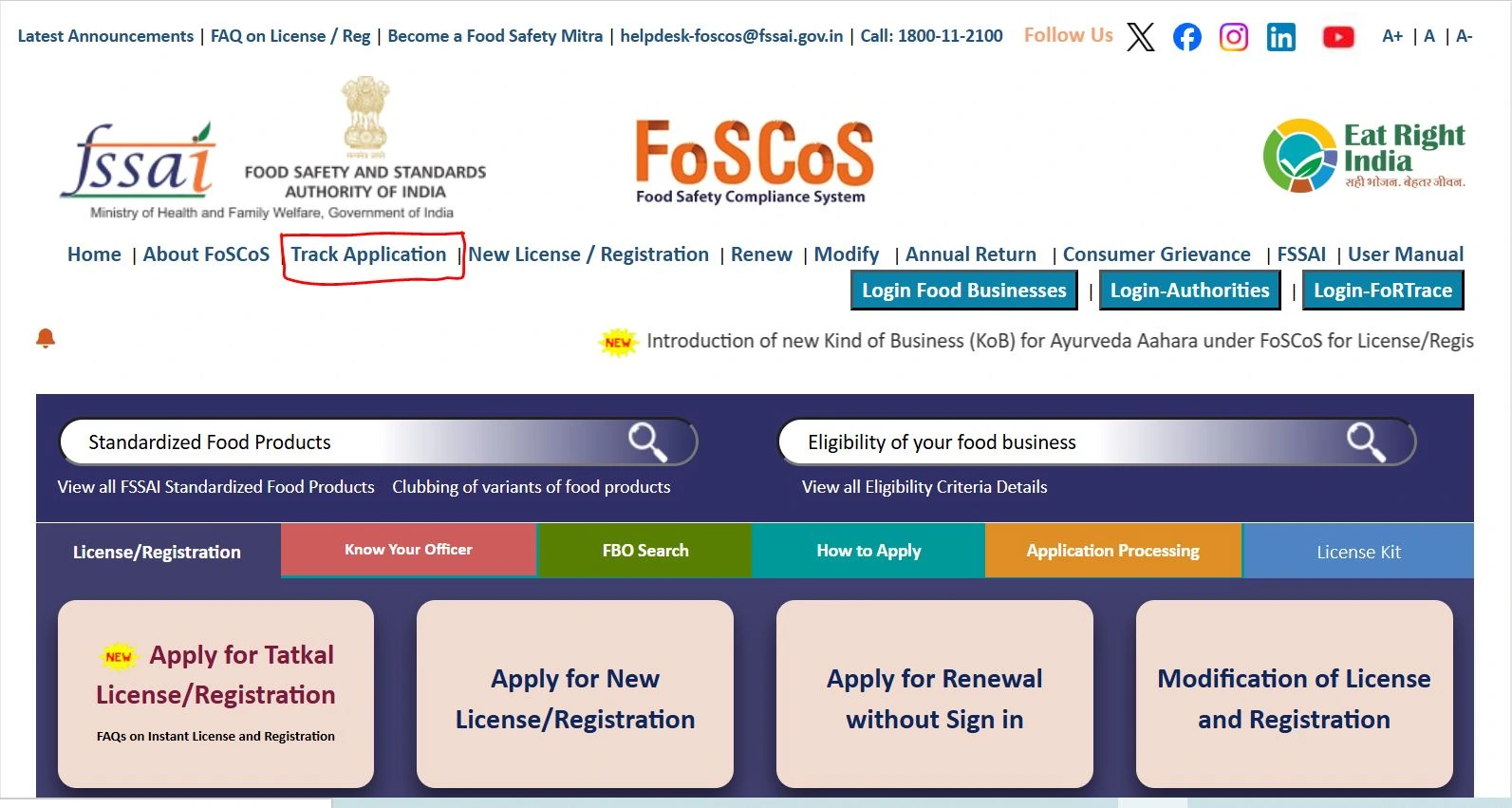 FSSAI Tracking: Track FSSAI Application Status - IndiaFilings