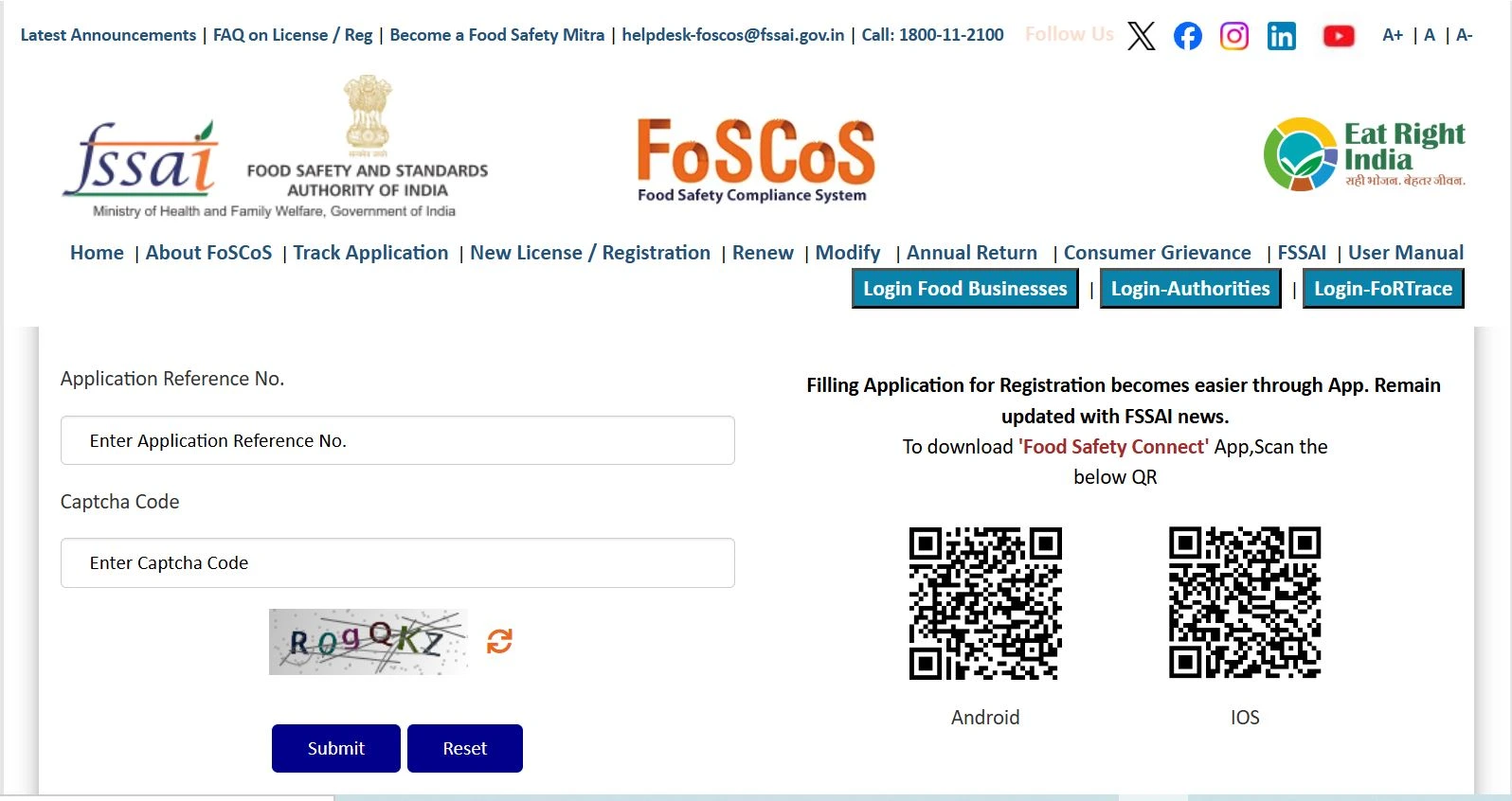 FSSAI Tracking: Track FSSAI Application Status - IndiaFilings
