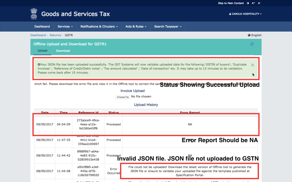 How To Upload JSON File On GST Portal IndiaFilings