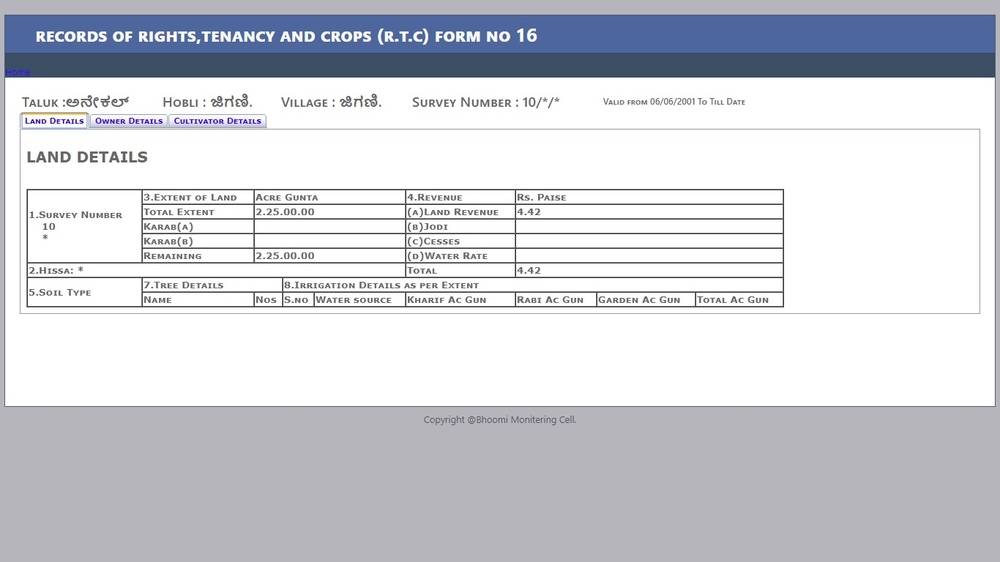 Bhoomi RTC - Check Karnataka State Land Records Online | IndiaFilings